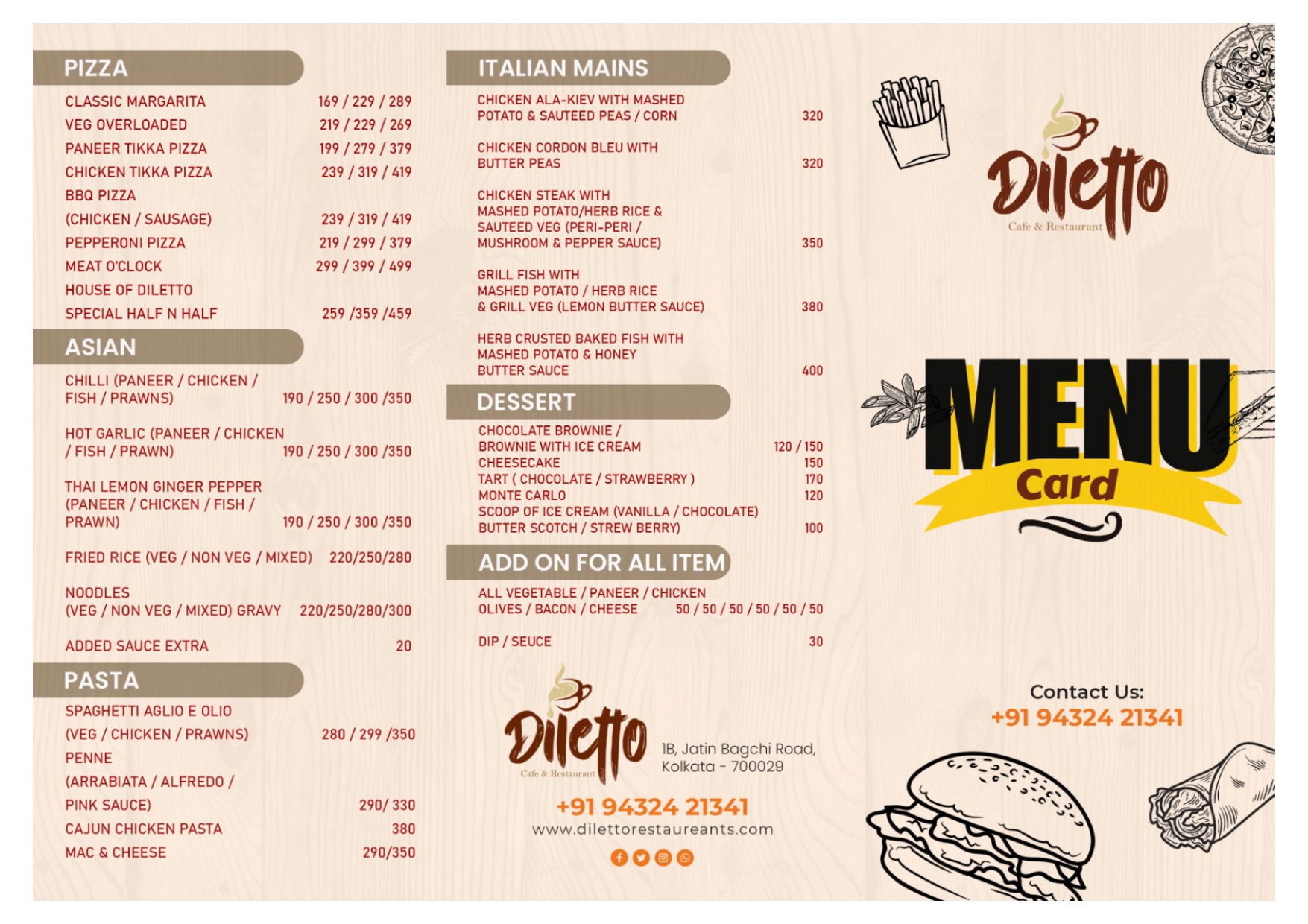 Check Our Menu | Diletto Cafe And Restaurant